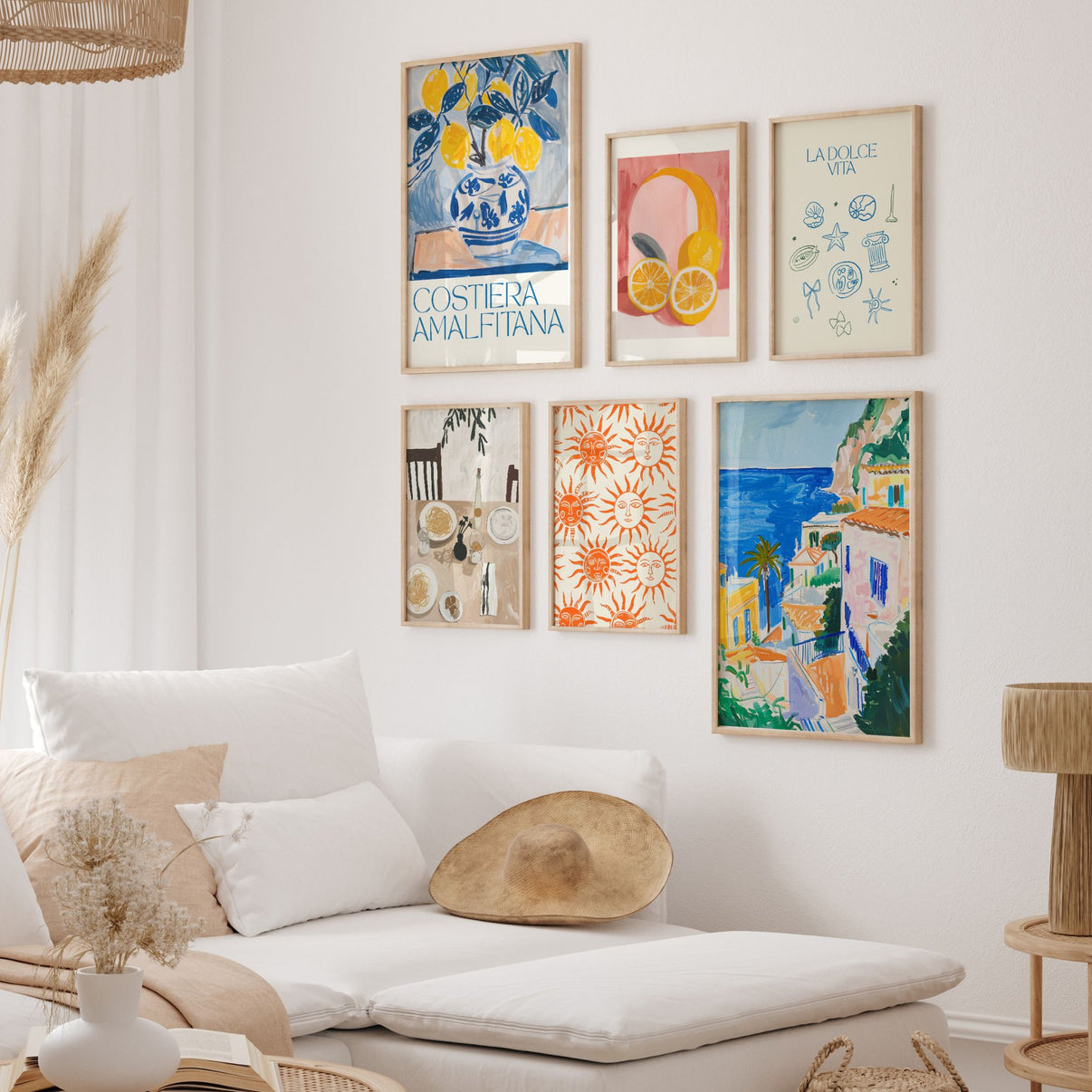 Summer Italy Gallery Wall Set – Eclectic Digital Art Prints (Set of 6 ...