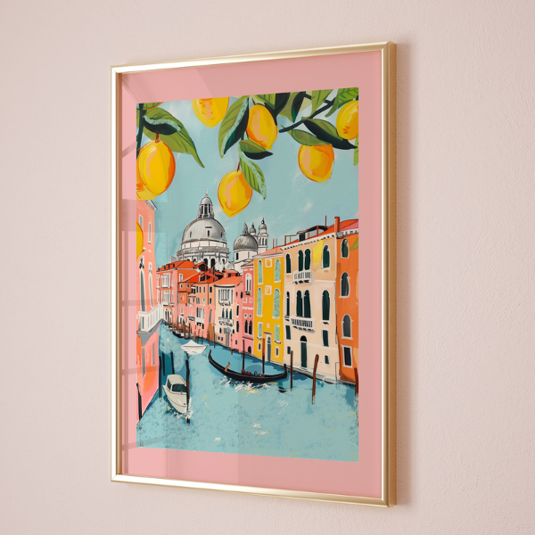 Italy Summer Digital Art — Pink & Green Printable Decor – Blue Water Songs