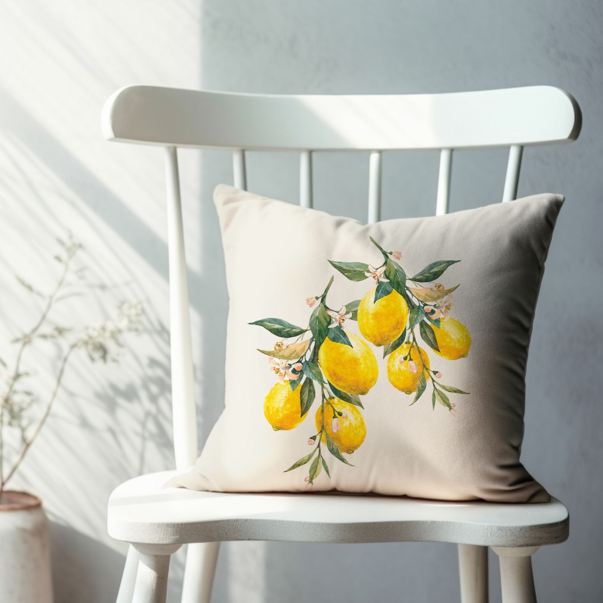 Watercolor Lemon Pillow Cover – Summer Fresh Decor – Blue Water Songs