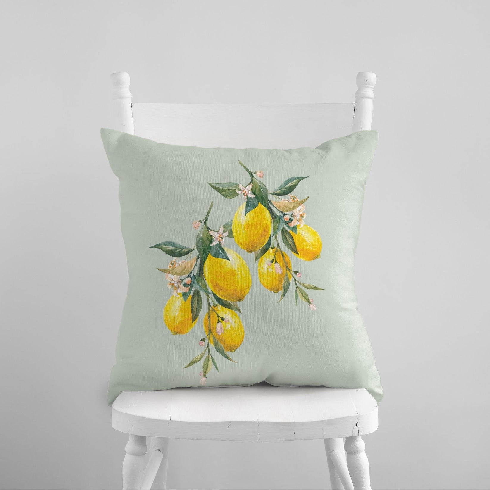 Watercolor Lemon Pillow Cover – Summer Fresh Decor – Blue Water Songs