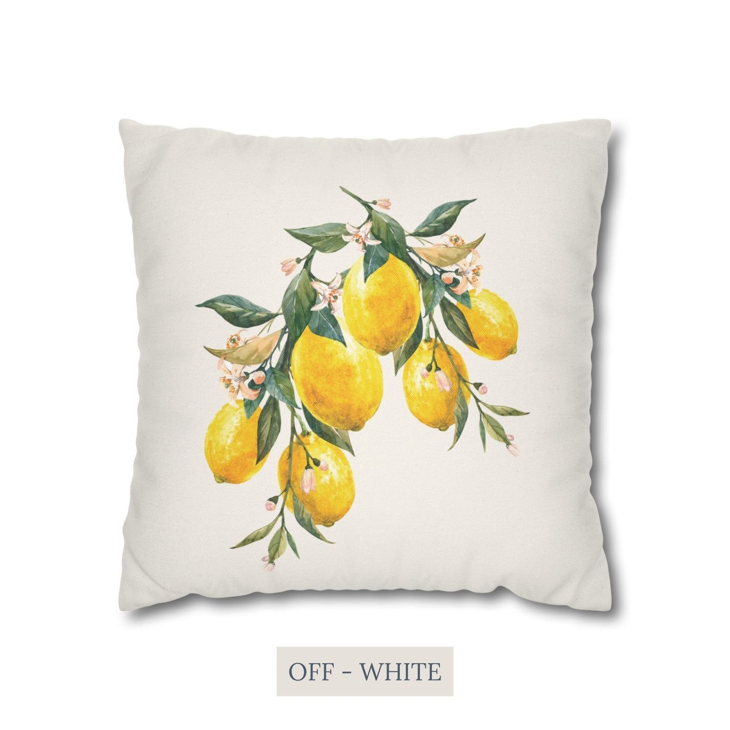 Watercolor Lemon Pillow Cover – Summer Fresh Decor – Blue Water Songs