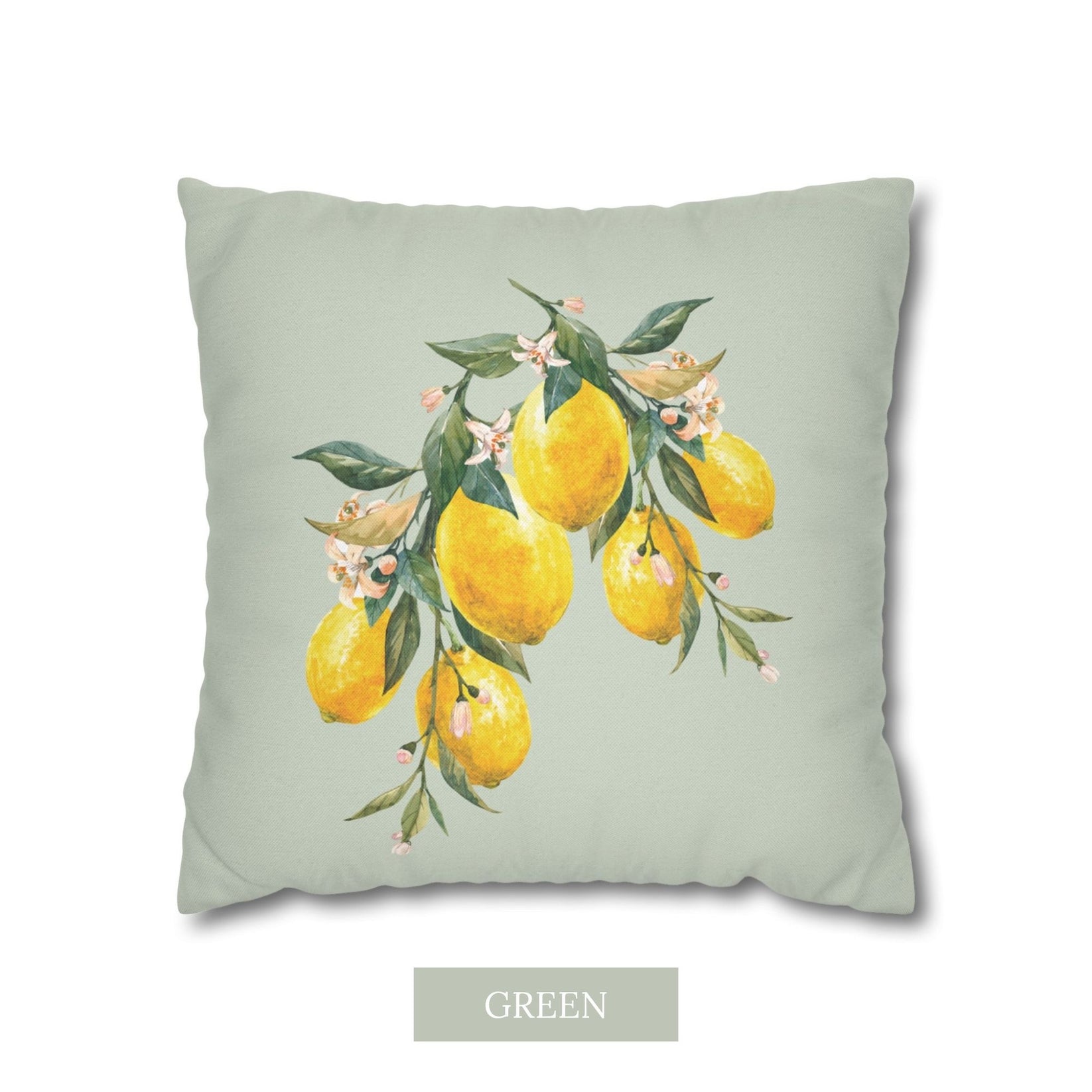Watercolor Lemon Pillow Cover – Summer Fresh Decor – Blue Water Songs